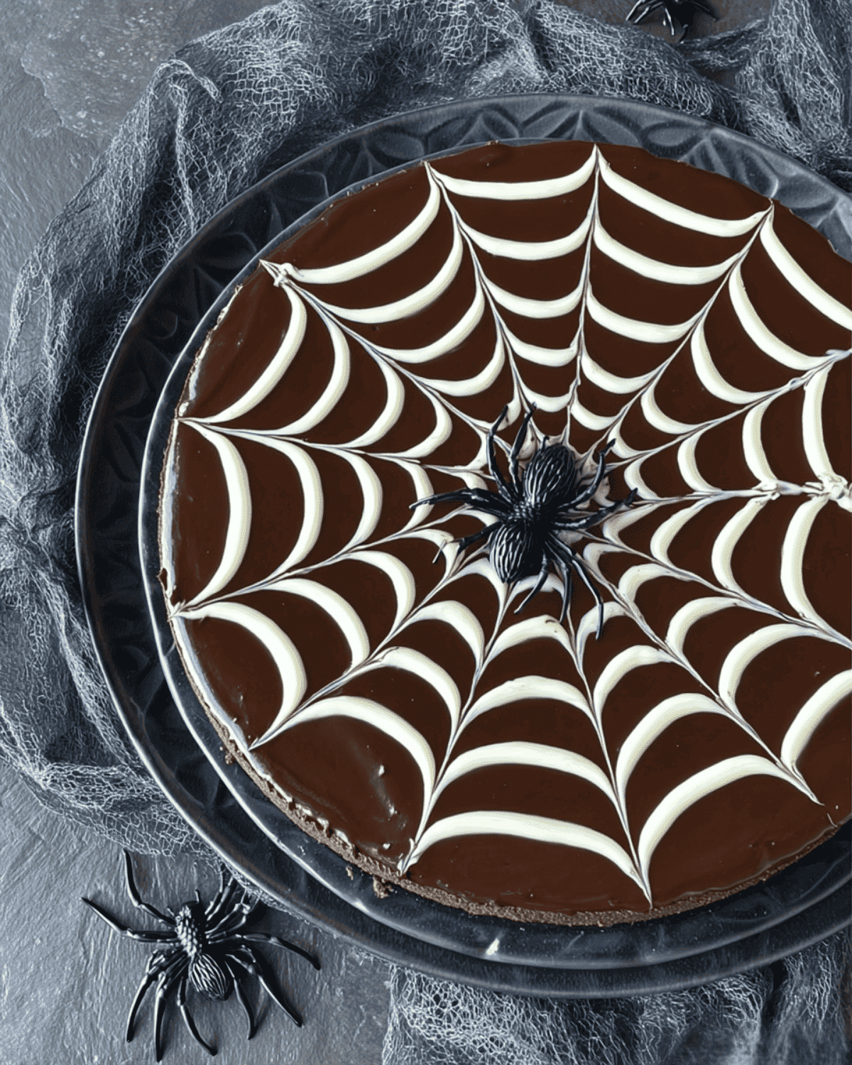 Chocolate Spiderweb Cheesecake – Easy Halloween Dessert